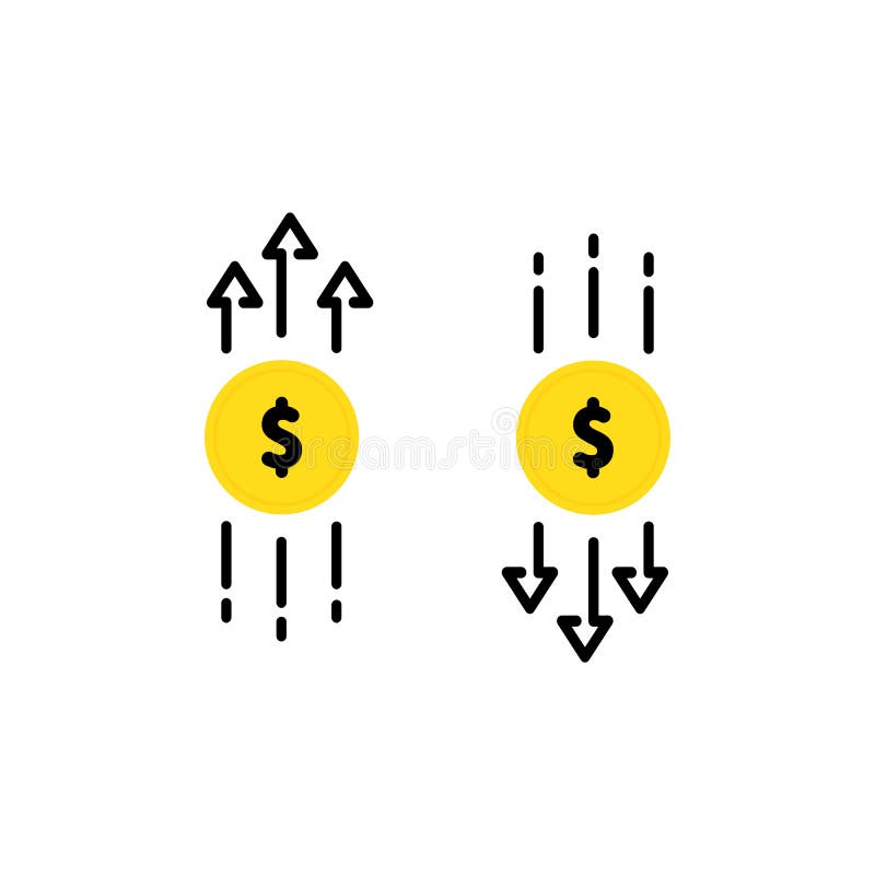 Dollar Rate Decrease or Increase Icon. Money Rate Icon. Money Increase. Money Decrease with ...
