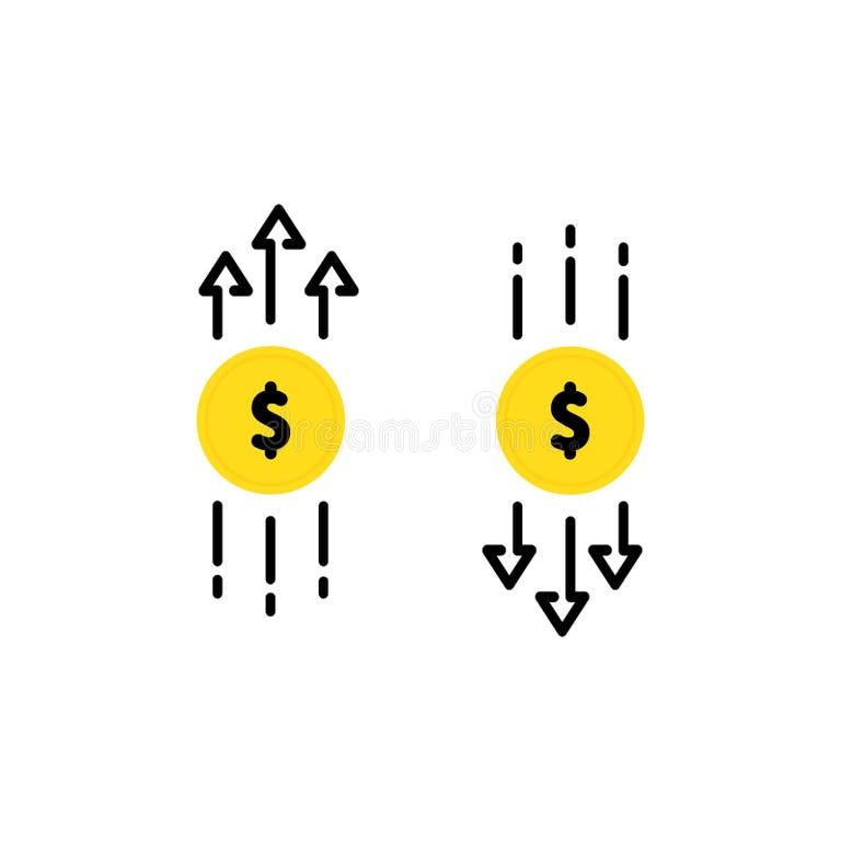 Dollar Rate Decrease or Increase Icon. Money Rate Icon. Money Increase. Money Decrease with ...