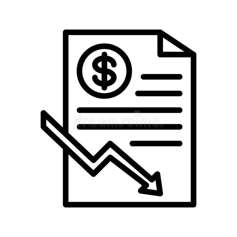 Dollar Rate Decrease Vector Line Icon. Money Symbol with Down Arrow Stock Vector - Illustration ...