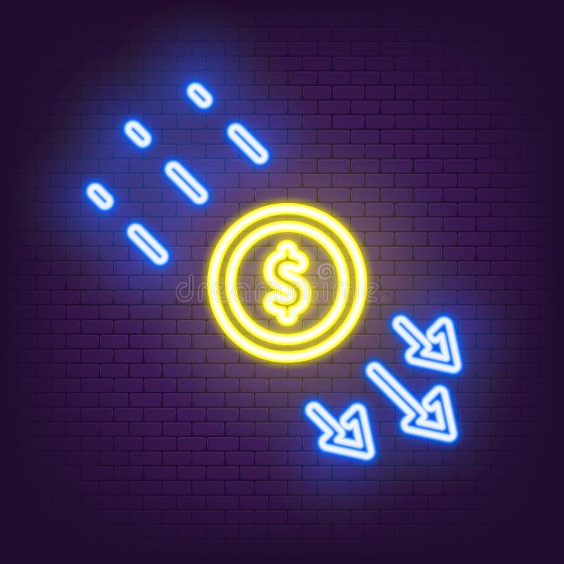 Lower Cost Icon. Dollar Money Decrease Symbol with Arrow Stretching Rising Drop Fall Down ...