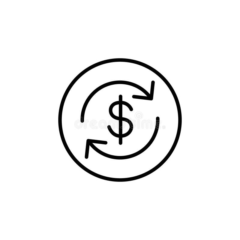 Dollar Refund Icon Thin Vector Set Stock Vector - Illustration of icon ...