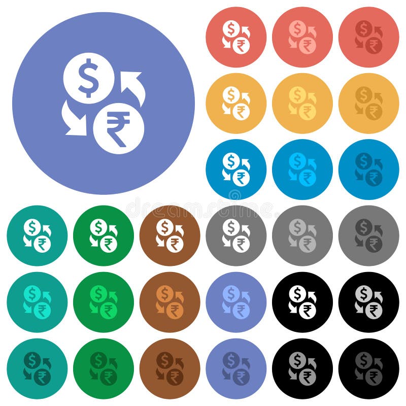 Dollar Rupee Money Exchange Round Flat Multi Colored Icons Stock Vector ...