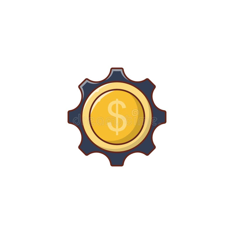 Dollar Setting Vector Line Flat Icon Stock Vector - Illustration of ...