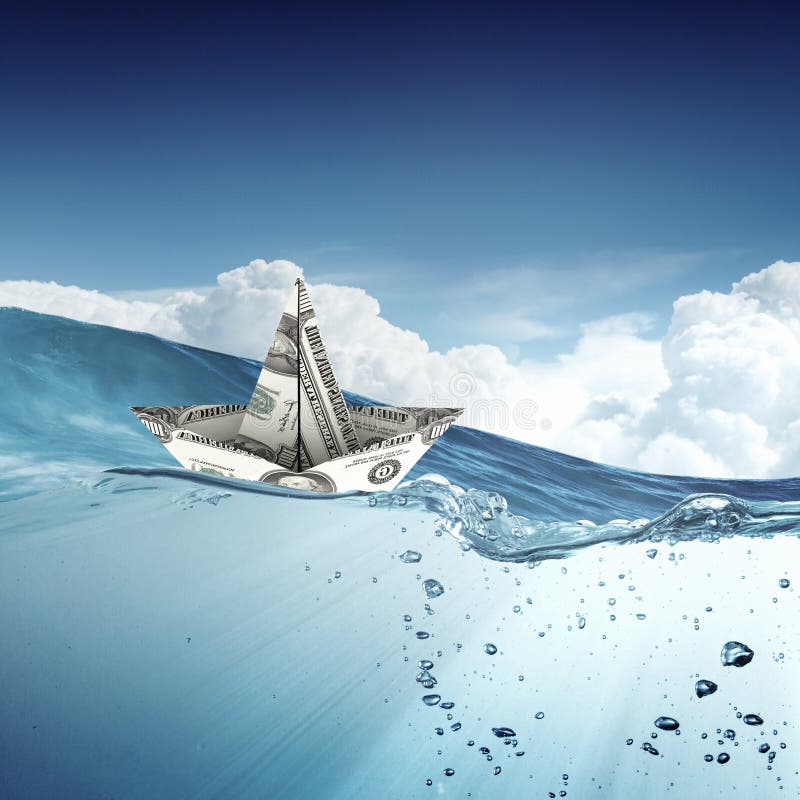 Dollar ship in water stock photo. Image of bankruptcy - 57737350
