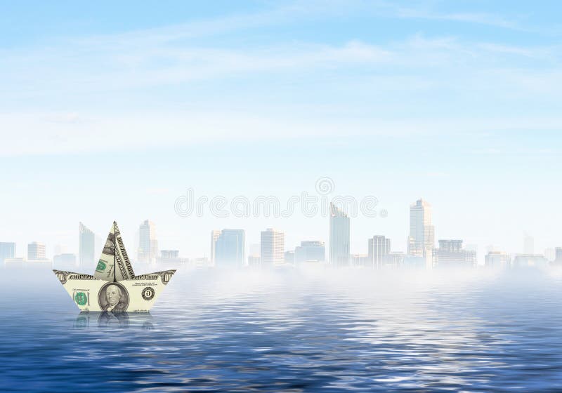 Dollar ship in water stock photo. Image of bankrupt, default - 57696950
