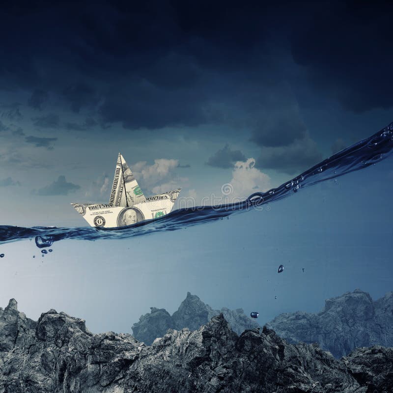 Dollar ship in water stock photo. Image of concept, debt - 57858860