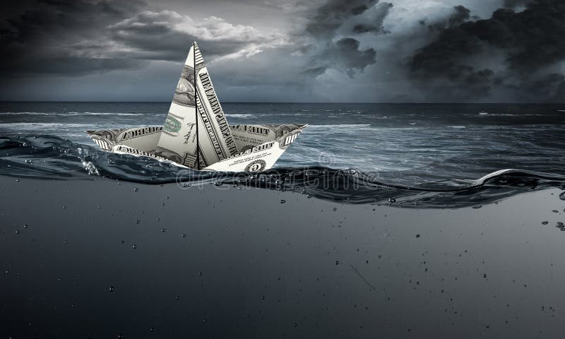 Dollar ship in water stock image. Image of paper, bankruptcy - 58594913