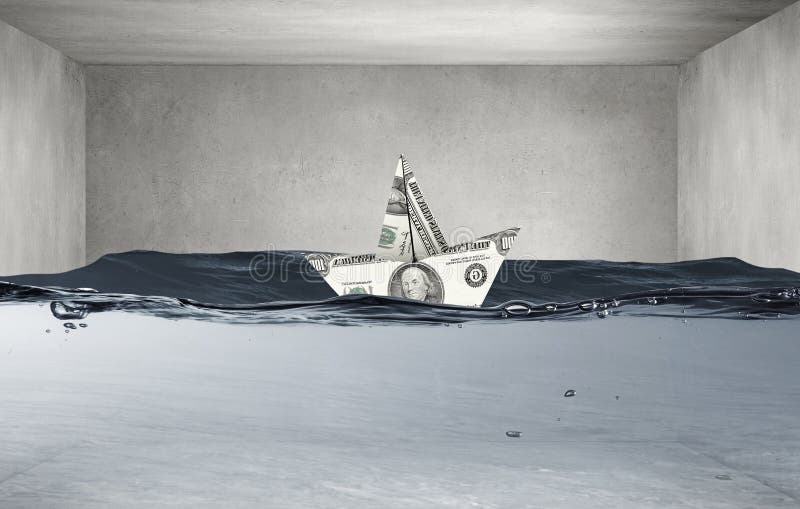 Dollar ship in water stock photo. Image of currency, loan - 58829058