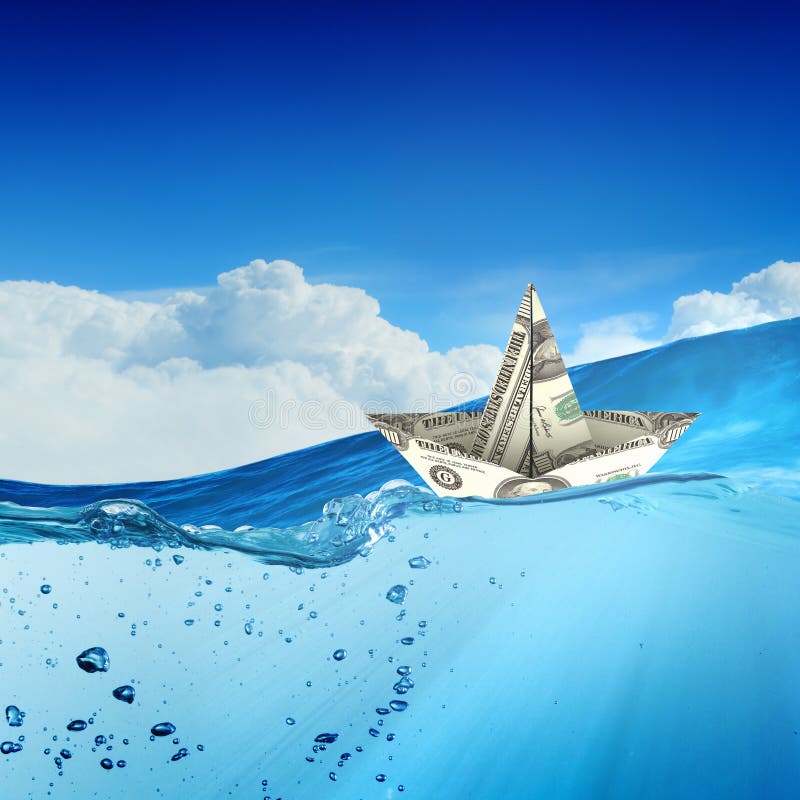 Dollar ship in water stock photo. Image of savings, concept - 59341886