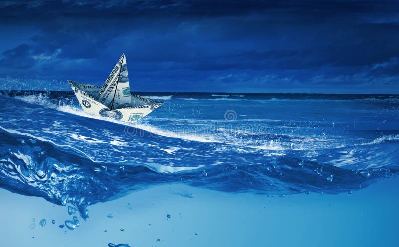 Dollar ship in water stock image. Image of earn, bankrupt - 60059093