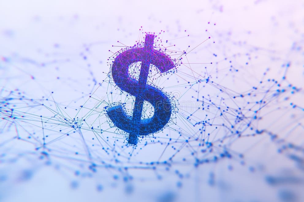 The Dollar Sign with Abstract Elements. Rendering in 3D Stock Image ...