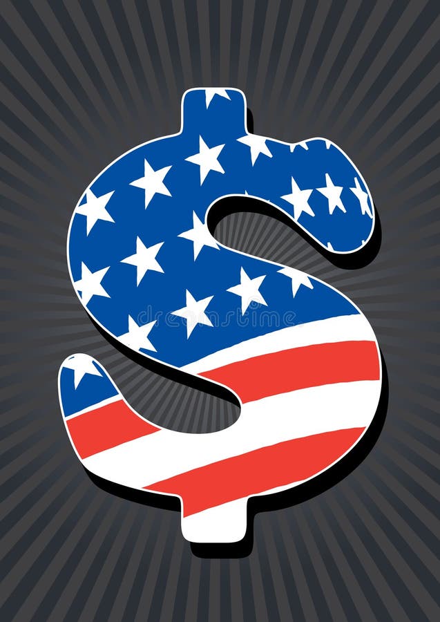 Dollar Sign with American Flag Stock Vector - Illustration of business ...