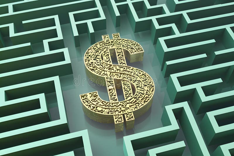 Dollar Sign Amidst Labyrinth Symbolizes Navigating Complex Financial ...