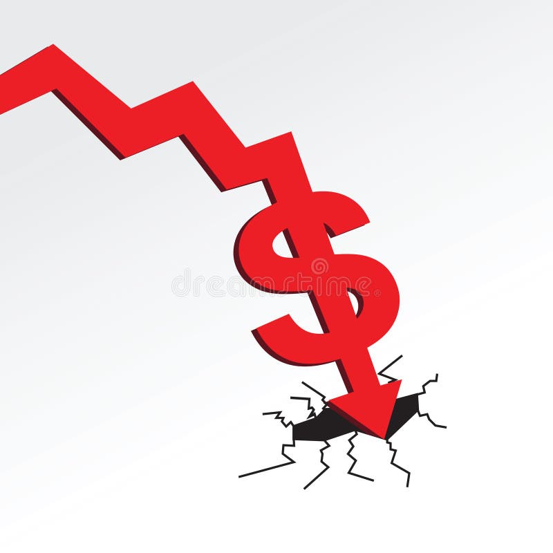 Dollar Sign with Arrow Down Stock Vector - Illustration of dollar ...
