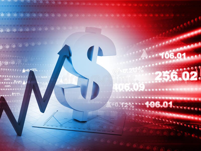 Dollar sign with arrow up stock illustration. Illustration of economic ...