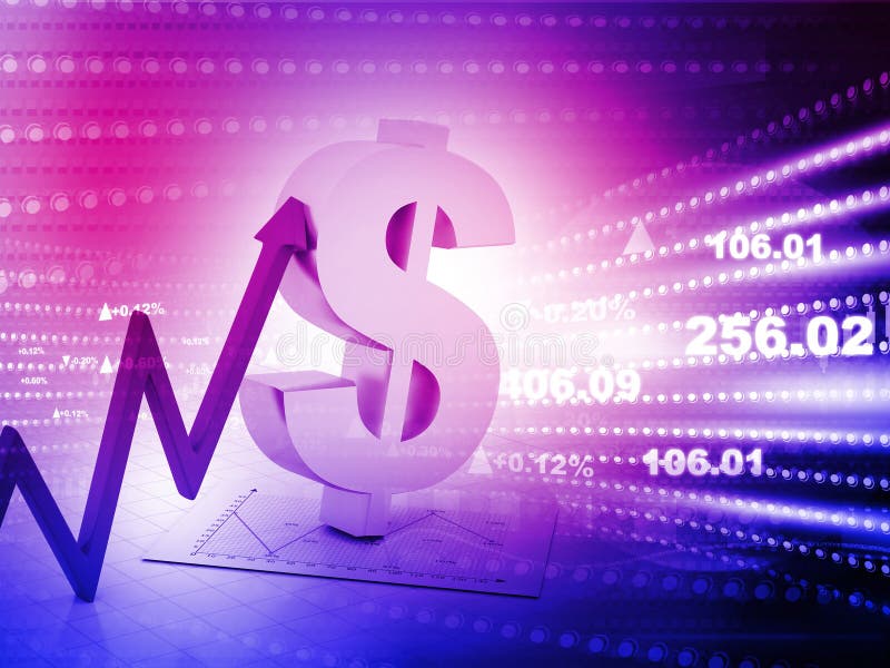 Dollar sign with arrow up stock illustration. Illustration of cash ...