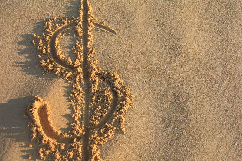 Dollar sign on the beach stock photo. Image of horizon - 37269866