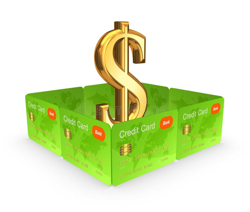 Dollar Sign Behind the Wall of Credit Cards. Stock Illustration ...