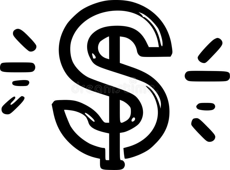 Dollar Sign - Black and White Vector Illustration Stock Illustration ...