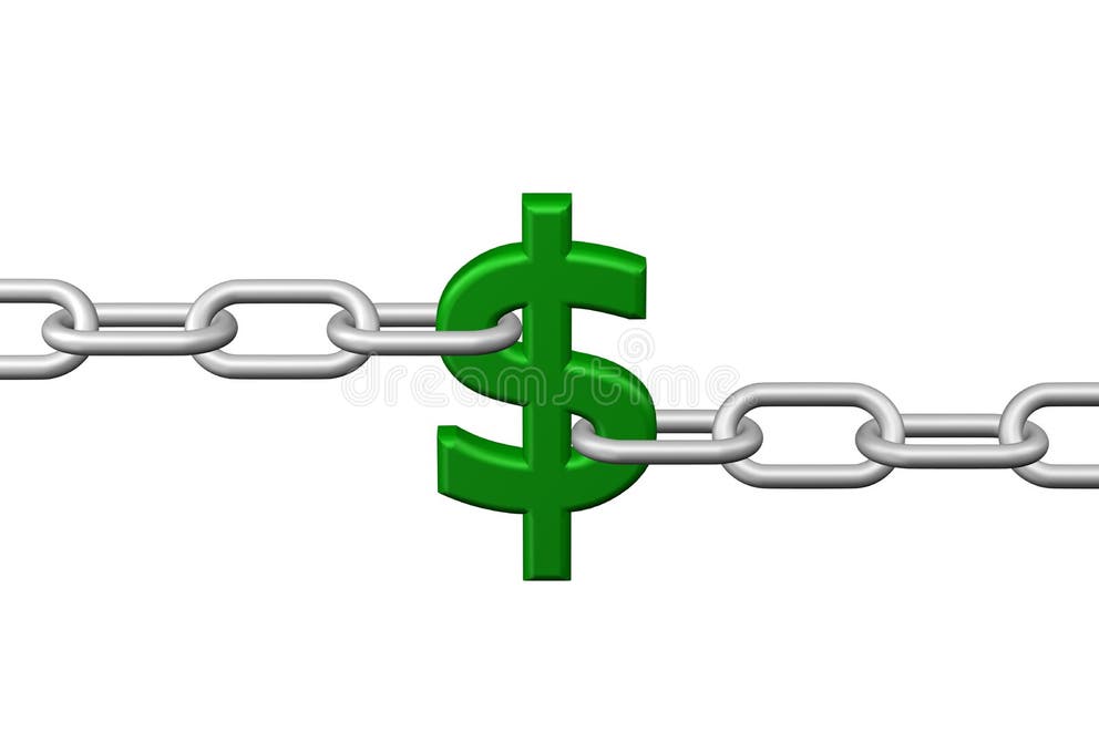 Dollar Sign with Chains. 3D Rendering. Stock Illustration ...