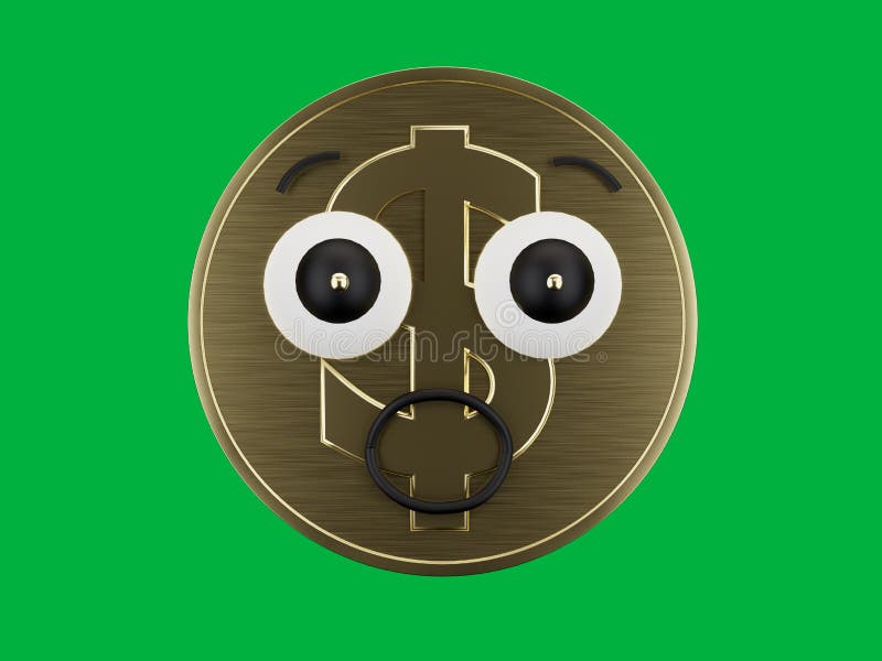 Dollar Sign Coin with a Surprised Face Expression with a Chrome Key ...