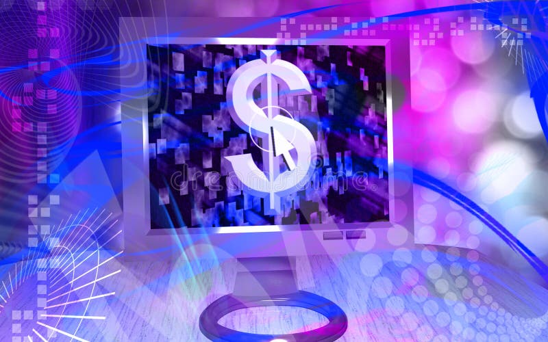 Dollar Sign on Computer Screen Stock Illustration - Illustration of ...