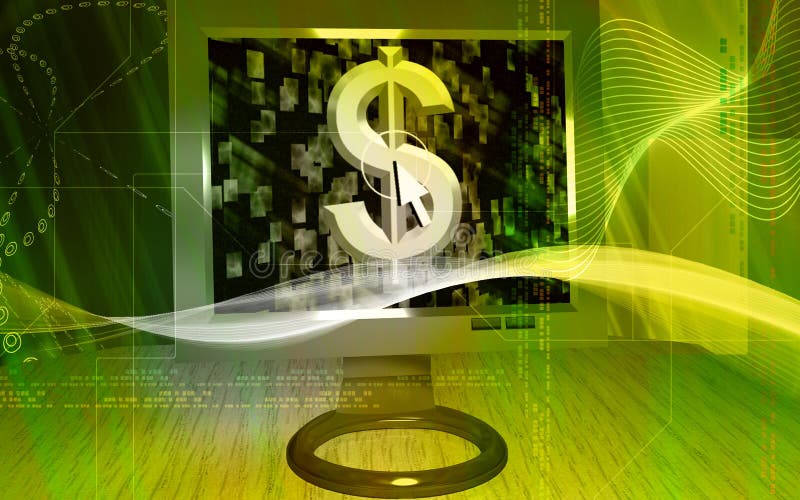 Dollar Sign on Computer Screen Stock Illustration - Illustration of ...