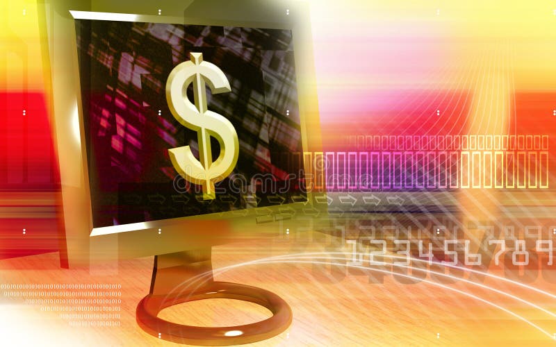 Dollar Sign on Computer Screen Stock Illustration - Illustration of ...