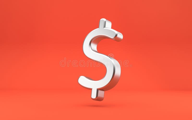Dollar Sign Concept. Money Silver Currency on Red Background. 3d ...
