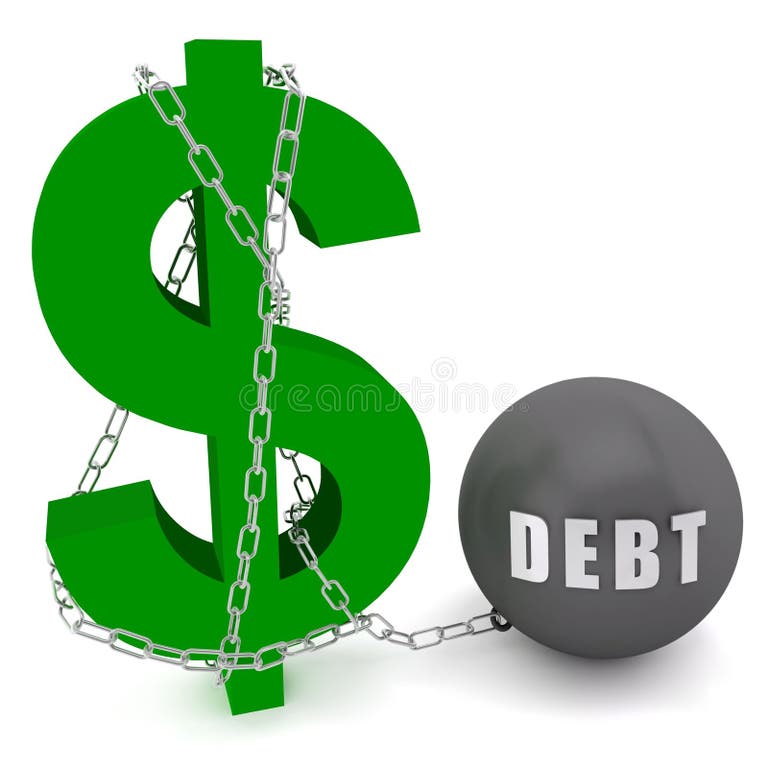 Dollar Sign Connected in a Chain of Debt Stock Illustration ...
