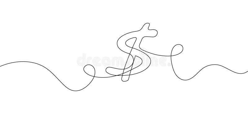 Dollar Sign in Continuous Line Style. American Currency Banknote in ...
