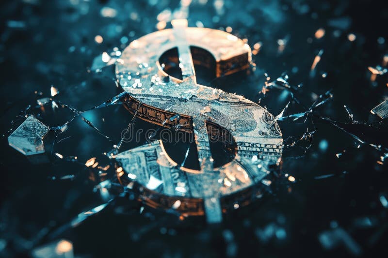 Shattered Dollar Sign Made of Currency Amid a Clean Minimalist ...