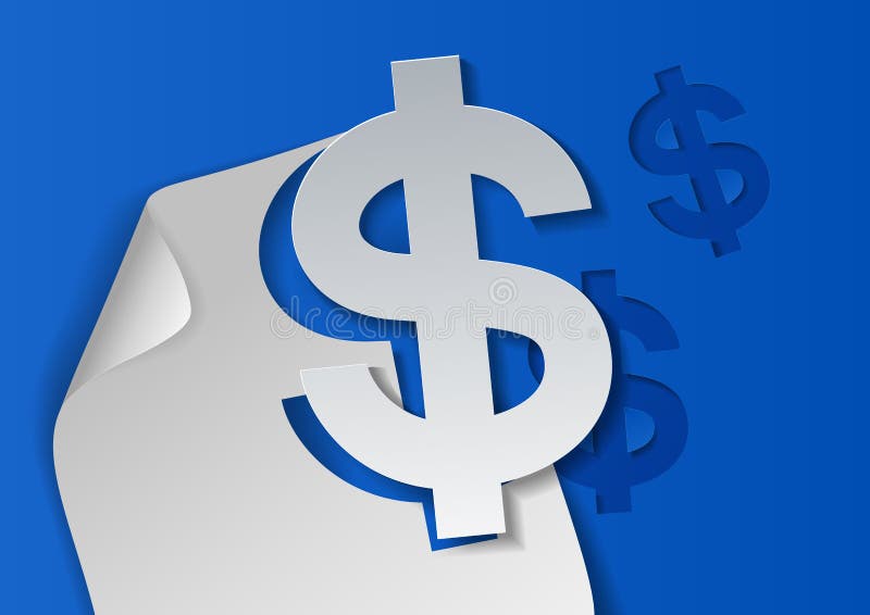 Dollar Sign Cut from White Paper on Blue Background Stock Vector ...