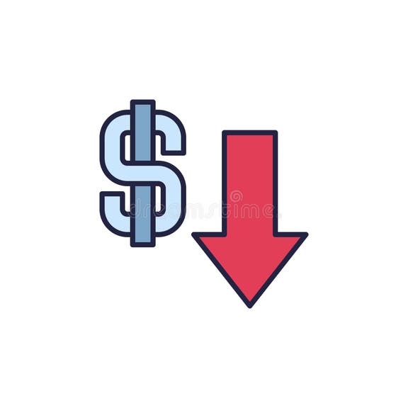 Dollar Sign and Devaluation Arrow Vector Currency Value Lowering ...