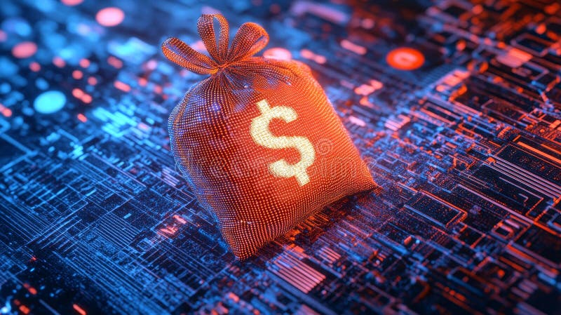 The Dollar Sign is on a Digital Background with Binary Code and Bokeh ...