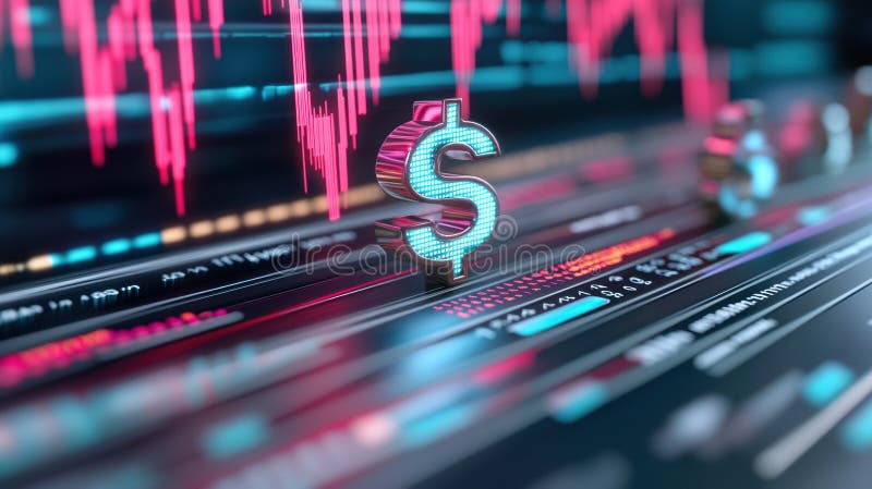 A Dollar Sign on a Digital Trading Screen, AI Stock Image - Image of ...