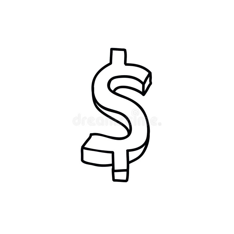 Dollar Symbol Doodle Icon, Vector Color Illustration Stock Illustration ...