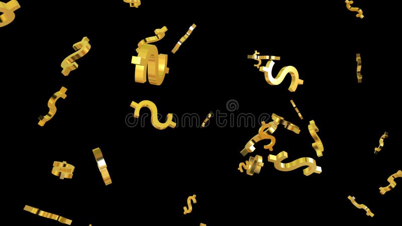 Dollar Sign Drop. 4k Video. Dollar Sign Falling on Black. Looped ...