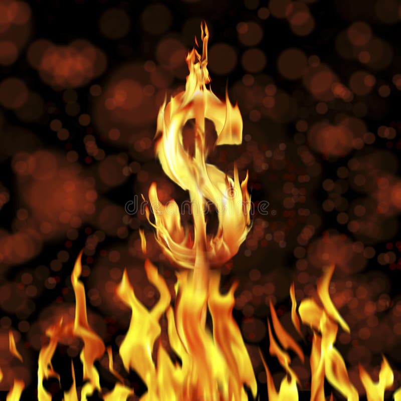 Dollar Sign and Fire Flames Stock Image - Image of exchange, energy ...