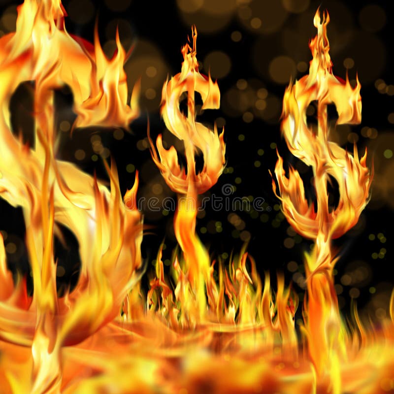 Dollar Sign and Fire Flames Stock Image - Image of business, flame ...