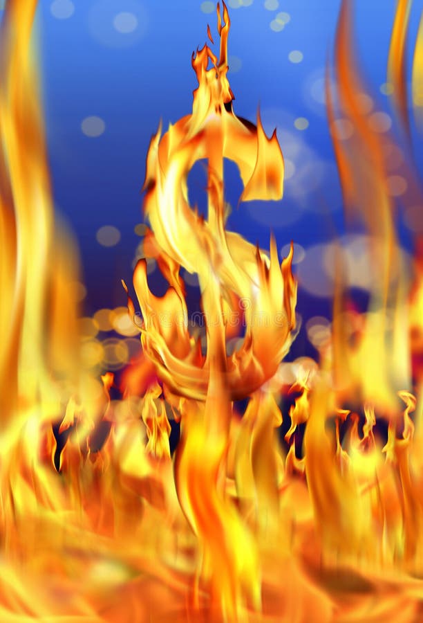 Dollar Sign and Fire Flames Stock Illustration - Illustration of ...
