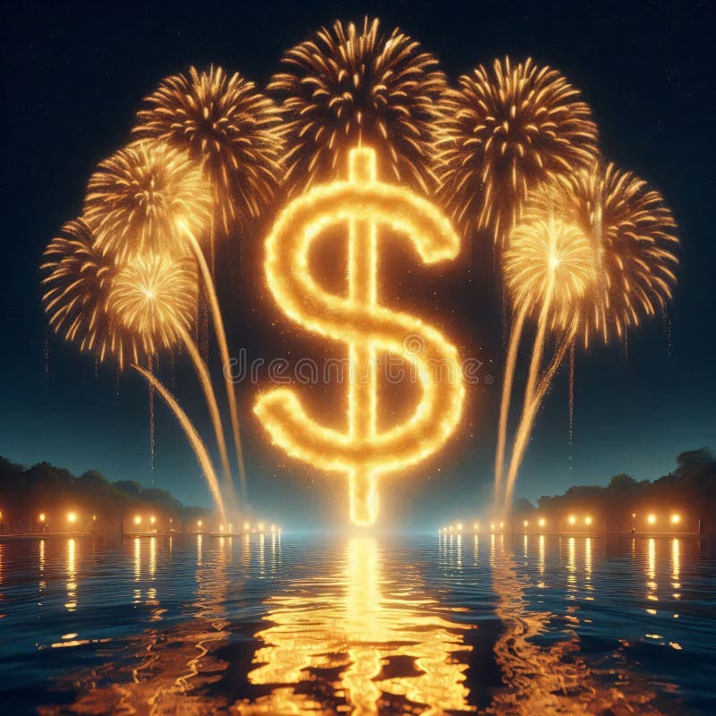 Dollar Sign with Fireworks Symbolizing Wealth, Celebration, and ...