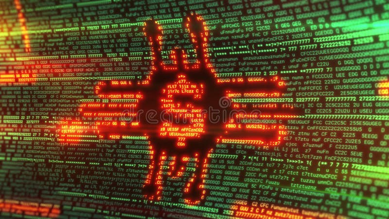 Dollar Sign Flashing on Computer Screen with Green and Orange Code ...