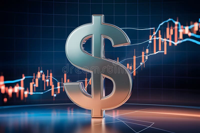 Dollar Sign with Fluctuating Graph Bars in Cool Blues and Warm Oranges ...