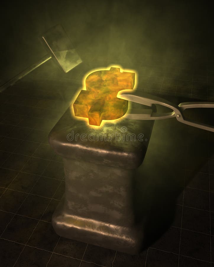 Dollar sign forging stock illustration. Illustration of currency - 6786510