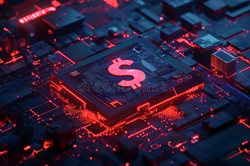 Dollar Sign Glowing on Computer Processor Showing Fintech Innovation ...