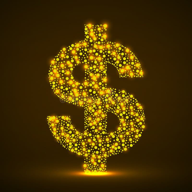 Dollar Sign with Glowing Dots Stock Vector - Illustration of circle ...
