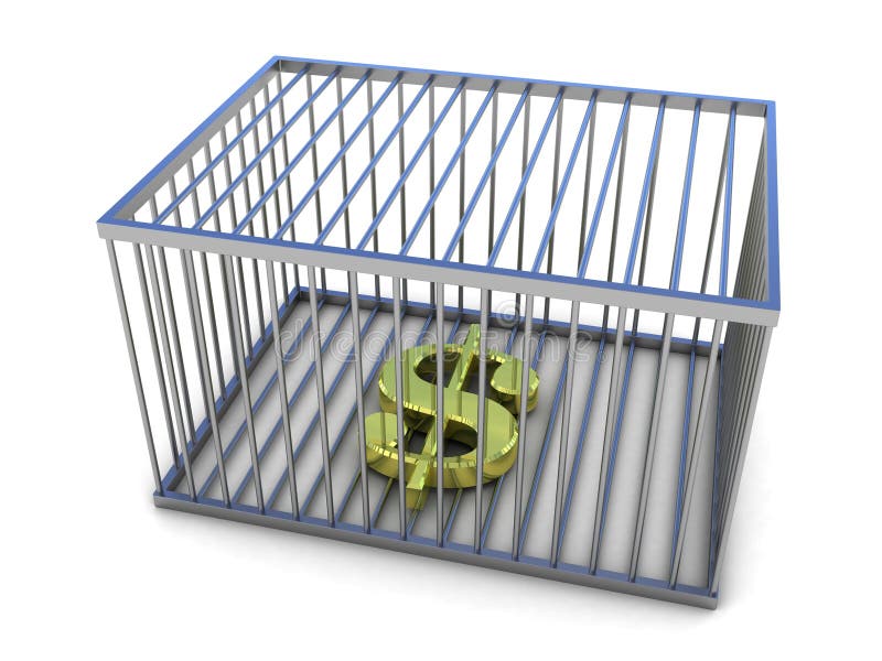 Dollar sign in golden cage stock illustration. Illustration of break ...