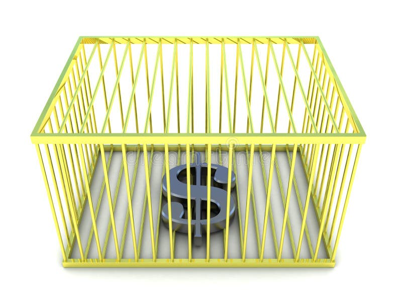 Dollar sign in golden cage stock illustration. Illustration of currency ...