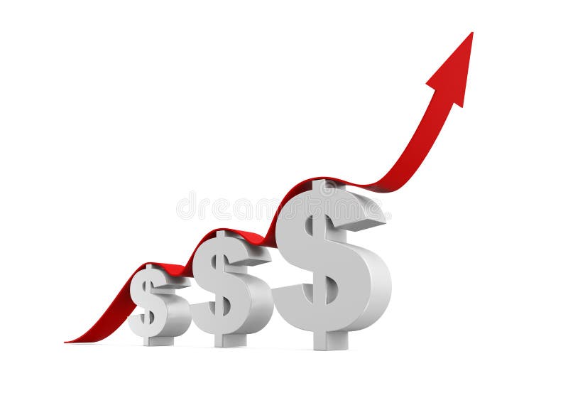 Dollar Sign with Growing Up Arrow Stock Illustration - Illustration of ...